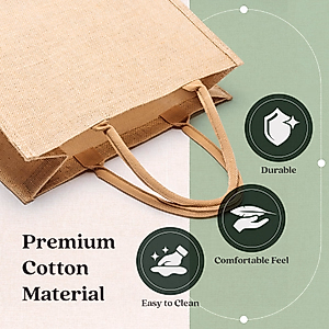 Jute Tote - 17" x 13" x 7" Multipurpose Lined Burlap Bag - Beautiful Design & Color - Lunch, Beach, Market, Bridesmaid, Gift, Mama Tote