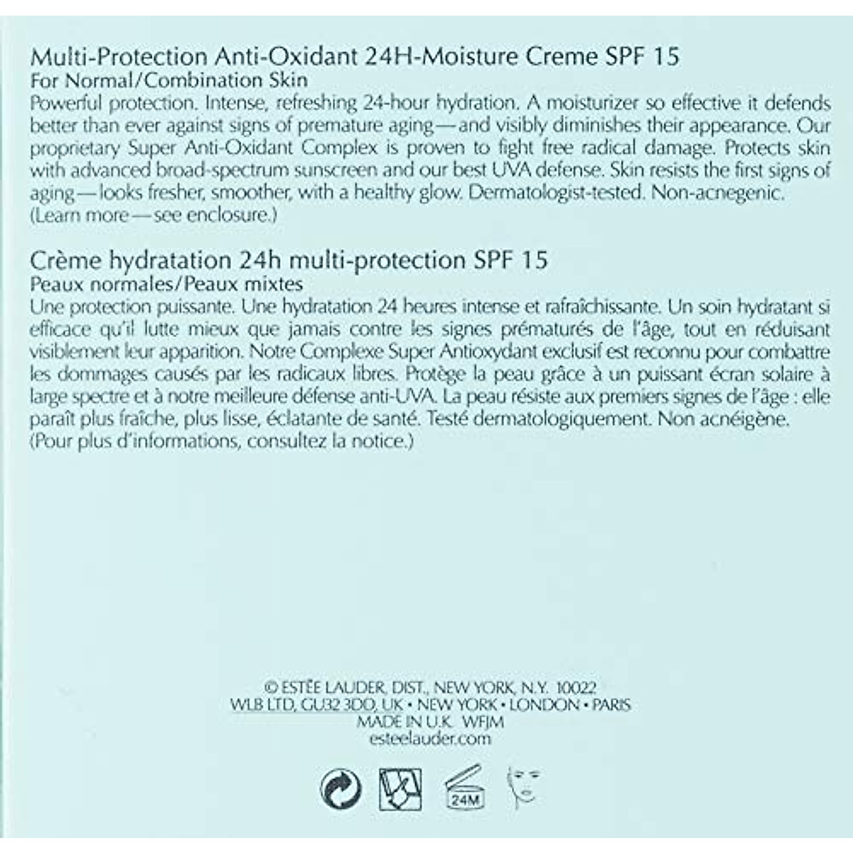 Estee Lauder Daywear Multi Protection Anti Oxidant Creme SPF 15 for Unisex, 1.7 Ounce