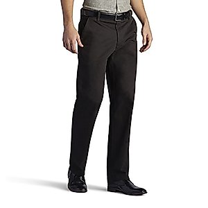 Lee Men's Extreme Motion Flat Front Regular Straight Pant Black 34W x 32L