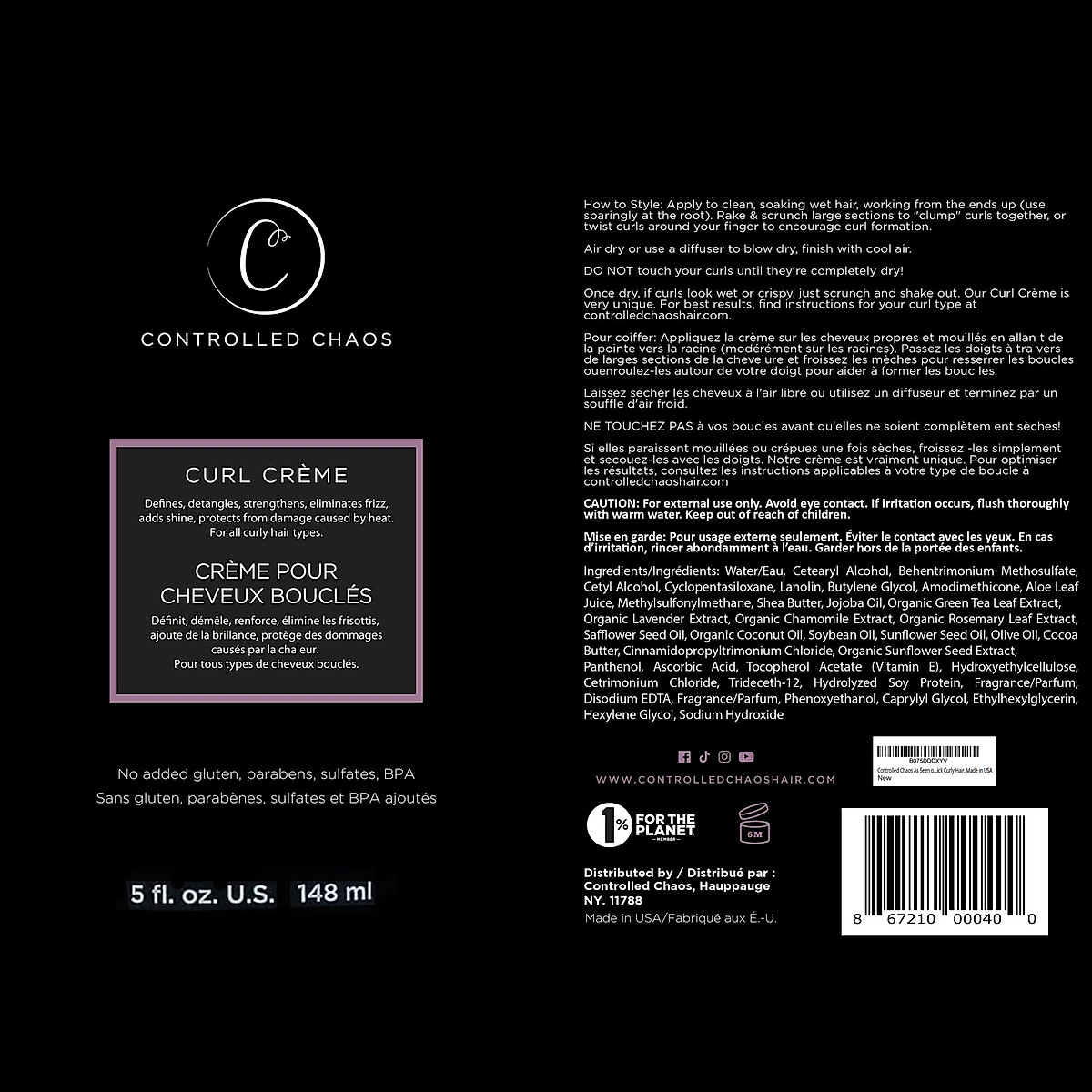 Controlled Chaos Hair Moisturizer for Curly Hair - Paraben & Sulfate Free, Moisturizes & Defines Extra Dry, Curly & Coarse Hair, Leave-in Hair Conditioner - 8 oz