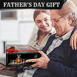 Luxury Gift For Men – Whiskey Decanter Set For Beloved Husband Or Dad Birthday Gift – 4 Whiskey Glasses And Decanter Set Is a Great Gift Idea for Whisky, Bourbon, or Scotch lovers