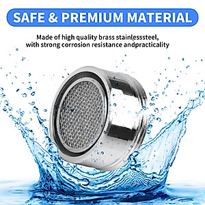 Stainless Steel Kitchen Faucet Aerator, 4 PCS Faucet Aerator, Bathroom Faucets Aerators Replacement Parts with 4 PCS Gasket, High Flow Faucets Aerators Sink Aerator for Kitchen Bathroom