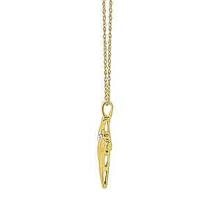 GILDED Small 10 Karat Yellow Gold Natural Round-Cut Diamond Accent 3 Stone Cross Pendant with an 18 Inch Chain
