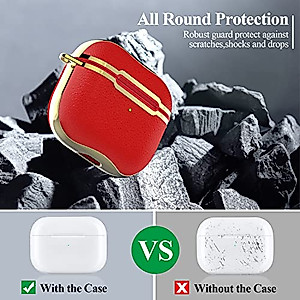 Upgrade Airpods Pro Case Cover with Keychain, Full-Body Protective Case Cover for Airpods Pro 2019,Wireless Charging and Front LED Visible Gold Plated Protective Accessories for Women Men Girl