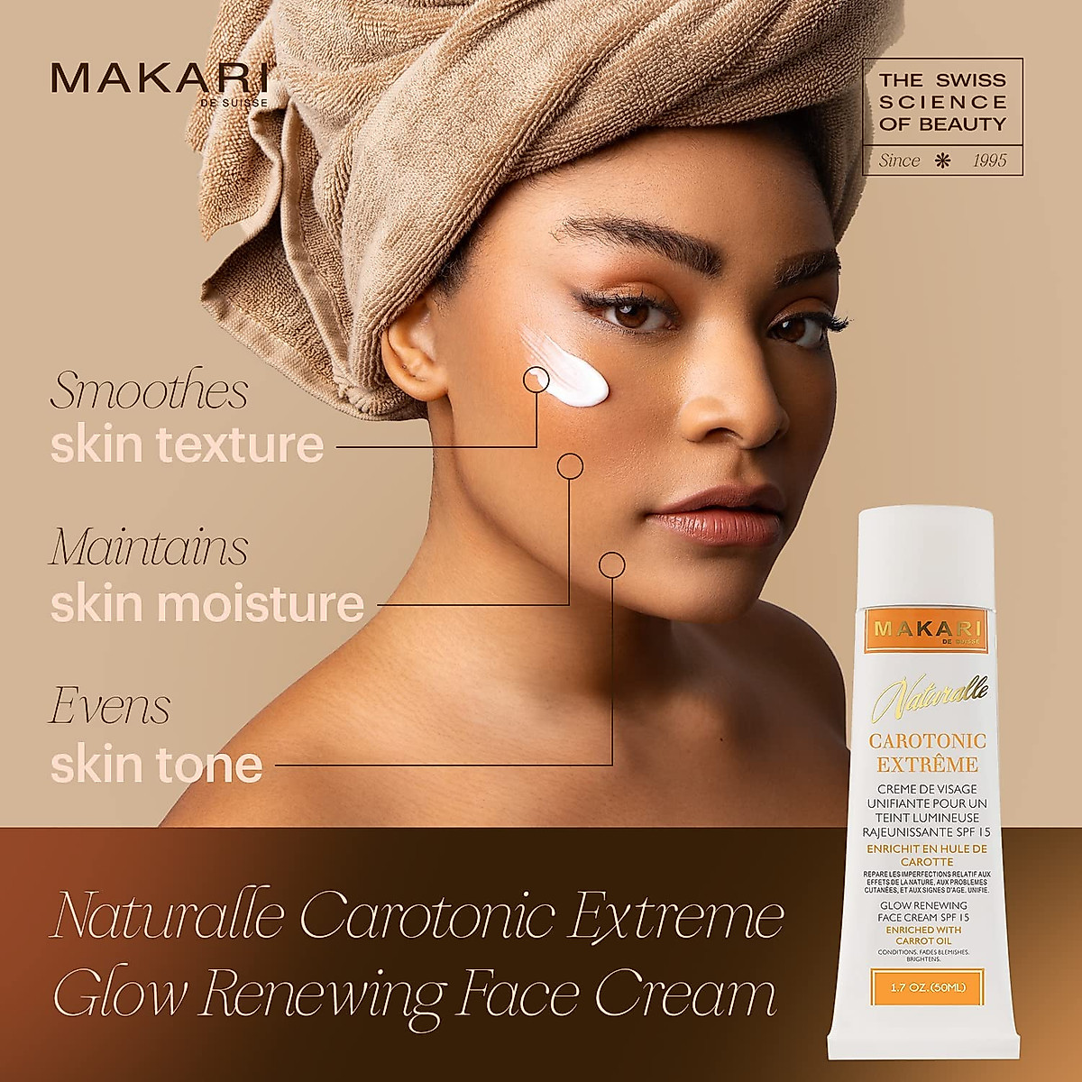 Makari Naturalle Carotonic Extreme Glow Renewing Face Cream SPF15 (1.7 oz) | Brightens, Moisturizes, and Rejuvenates Skin | Helps Diminish Acne, Control Oily Face, and Minimize the Appearance of Aging