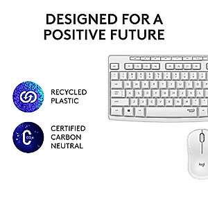 Logitech MK295 Wireless Mouse & Keyboard Combo with SilentTouch Technology, Full Numpad, Advanced Optical Tracking, Lag-Free Wireless, 90% Less Noise - Off White