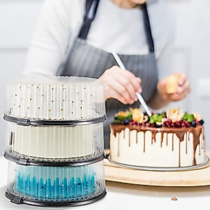 Tessco 10 Pieces 10-11 Inch Plastic Cake Containers with Lids and Thickened Cake Boards Round Cake Carriers Disposable Cake Holder with Lid Clear Cake Transport Container Clear Cake Box