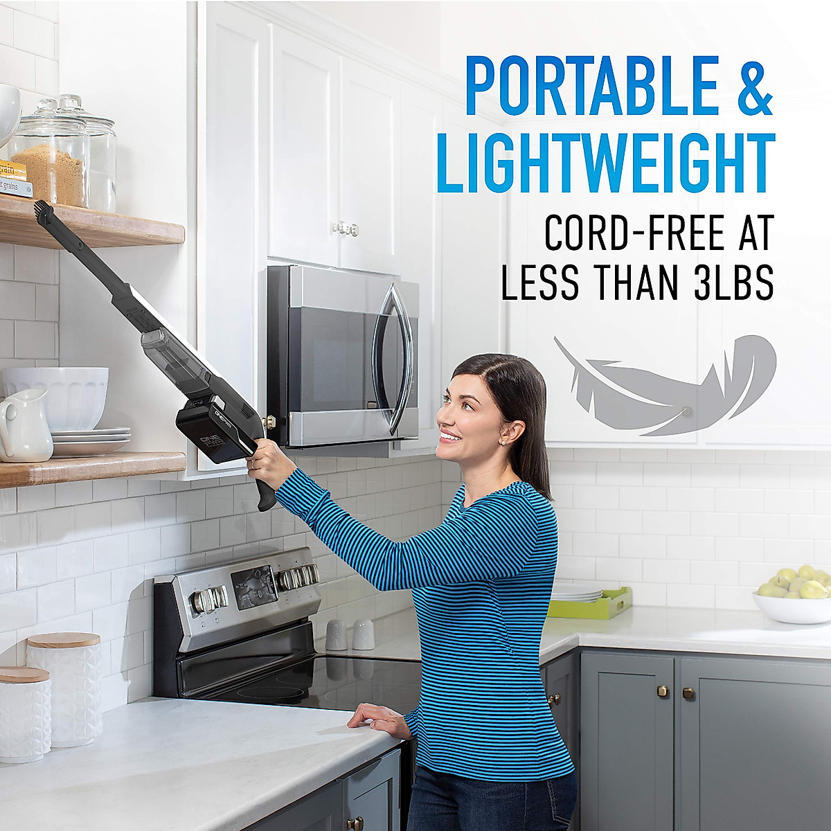 Hoover DustChaser Handheld Vacuum Cleaner, Cordless Mini Lightweight, BH57010, White