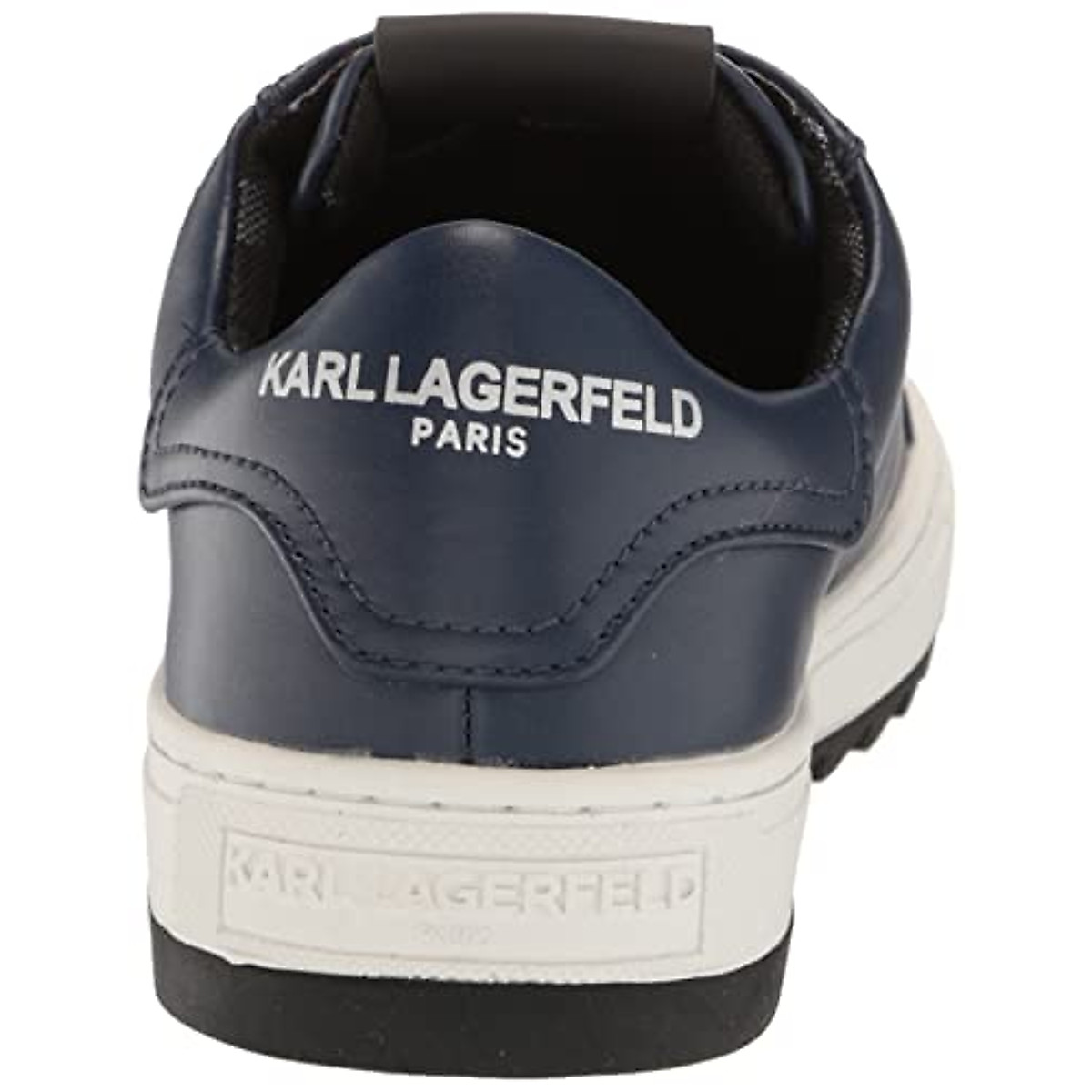 Karl Lagerfeld Paris Men's Recycled Leather Low top Sneaker, Navy, 9