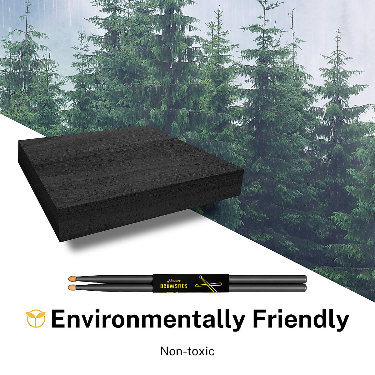 Donner Drum Sticks, 5A Drumsticks Classic Maple Wood Black Drumsticks With Storage Bag, 2 Pairs