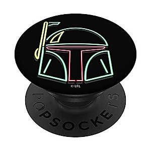 Star Wars Boba Fett Neon Line Art Helmet PopSockets PopGrip: Swappable Grip for Phones & Tablets