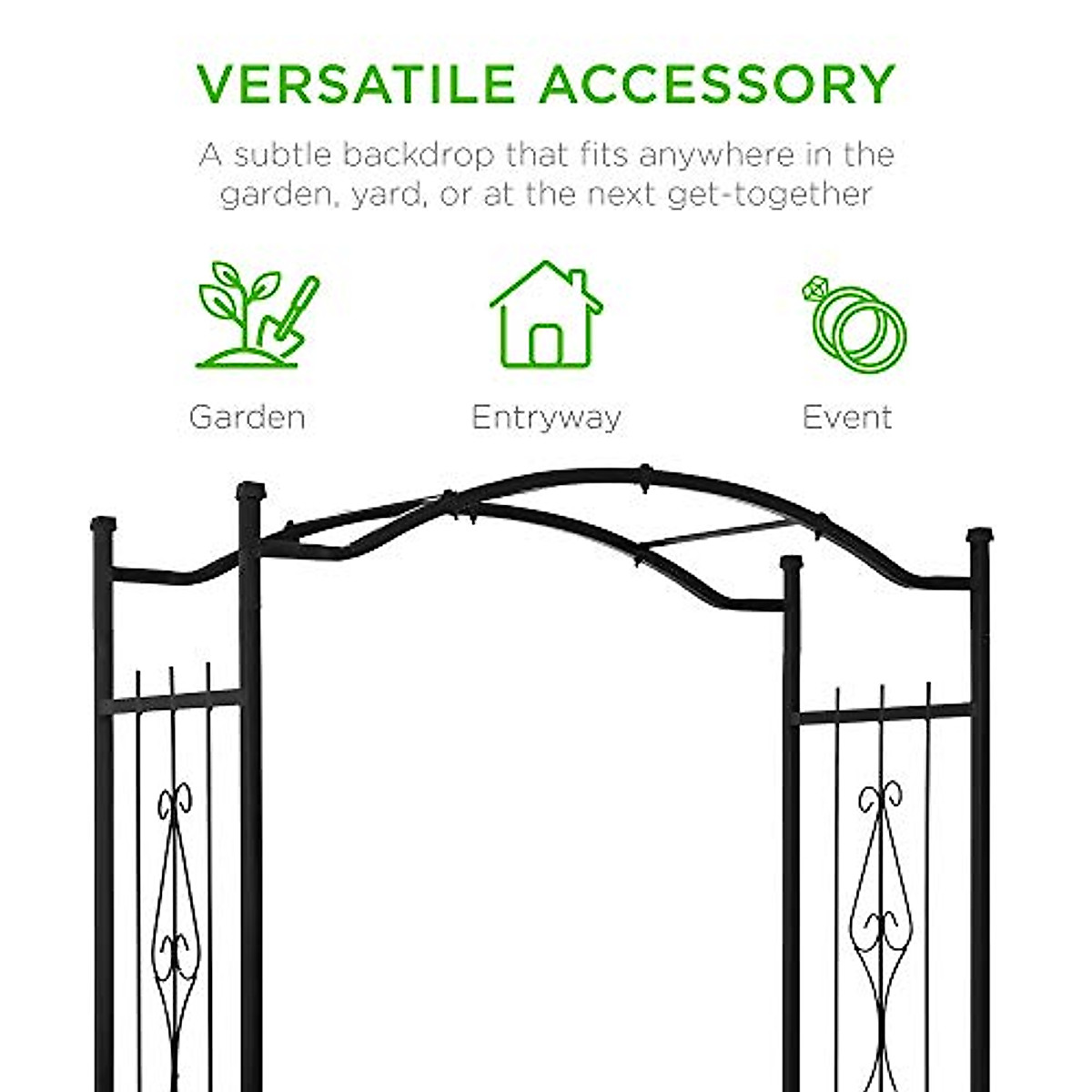 Best Choice Products 92in Steel Garden Arch Arbor Trellis for Outdoor, Yard, Garden, Climbing Plants w/Decorative Wire Lattice - Black