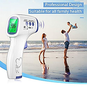 LPOW Thermometer for Adults, Non Contact Infrared Digital Thermometer for Fever, Body and Surface Thermometer 2 in 1 Dual Mode White