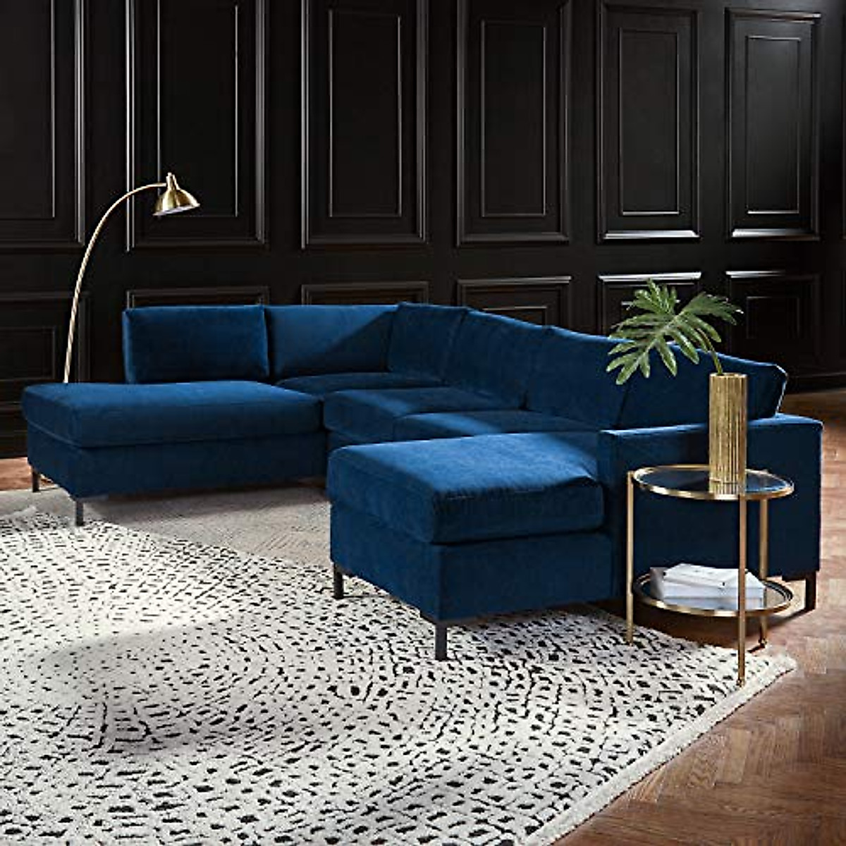 Amazon Brand – Rivet Modern Round Metal Coffee Table, 18.5"H, Gold and Glass