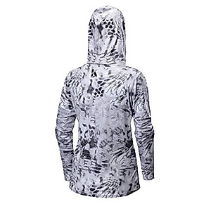 KOOFIN GEAR Performance Fishing Hoodie Women's Long Sleeve Hooded Sunshirt UPF50, Grey, 2X-Large