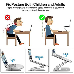 Urmust Adjustable Laptop Stand Silver+ Upgraded Version 17" Laptop Riser Silver