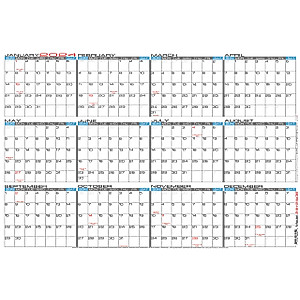 JJH Planners - Laminated - 24" X 36" Large 2024 Erasable Wall Calendar - Horizontal 12 Month Yearly Annual Planner (24h-24x36)