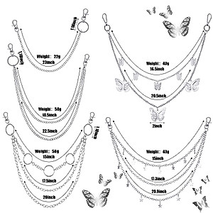 5 Pieces Jeans Chains Set Hip Hop Pants Chains Pocket Chain Butterfly Lock Star Pendant Belt Multi Layer Chains for Men Women (Novel Style)