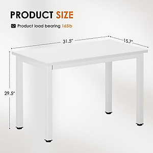DlandHome Computer Desk, 31.5 inch Modern Simple Desk Computer Table Study Writing Desk for Home Office, White