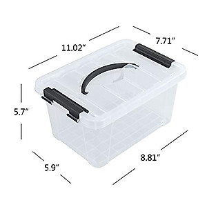 CadineUS Clear Storage Boxes, Latching Storage Bins with Lids Set of 6
