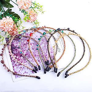 Zifengcer 7 pack Crystal Flower Headbands Faux Rhinestones Hairband Metal Headdress Wedding Party Hair Hoop Band Beaded Bling Sparkly Hair Accessories for Women Girls Bride