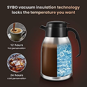 SYBO Commercial Coffee Makers 12 Cup, Drip Coffee Maker Brewer with 74Oz thermal carafe, Coffee Pot Stainless Steel Cafetera SF-CB-1AA