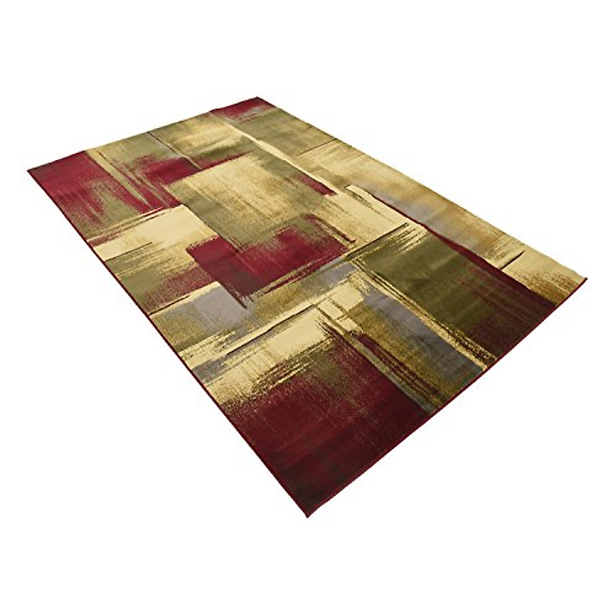 Unique Loom Barista Collection Modern, Abstract, Urban, Distressed, Rustic, Warm Colors Area Rug, 5 ft x 8 ft, Multi/Olive