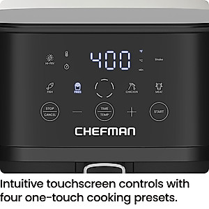 Chefman Air Fryer – 6 QT Compact Airfryer for Quick & Easy Meals in Minutes, Features Hi-Fry Technology for Extra Crisp, Touchscreen Controls with 4 Presets, Nonstick & Dishwasher Safe Basket - Black