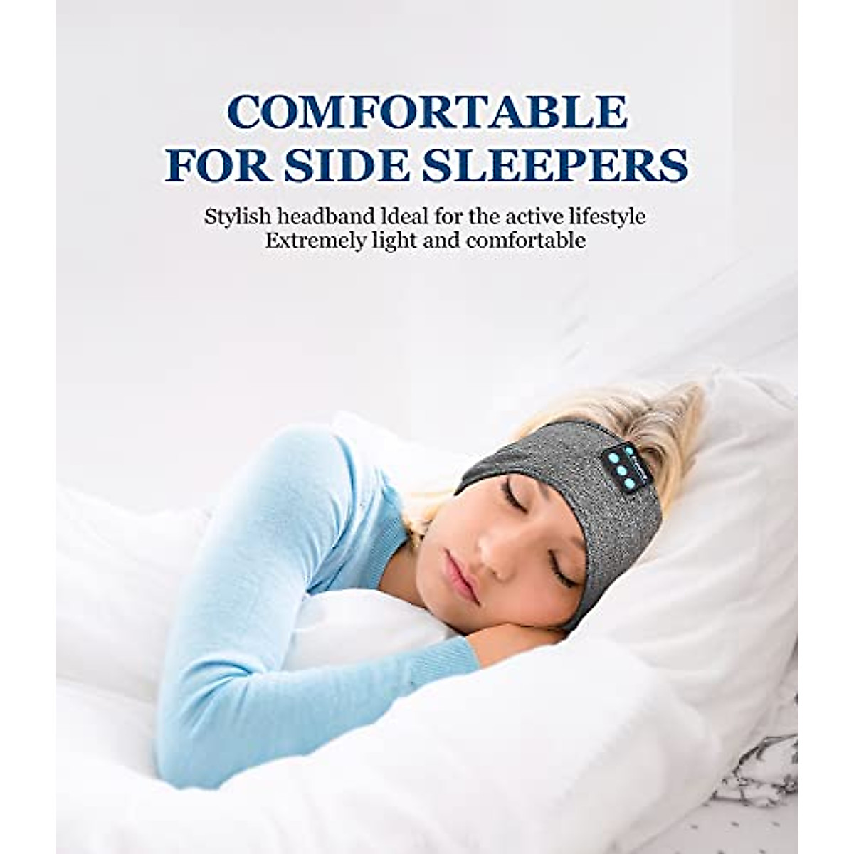 POSNIUD Sleep Headphones Bluetooth Sleeping Headband Sleeping Headphones Cozy Headphones, Ultra-Soft Long Time Play Headphone Band for Side Sleepers, Sleeping Gifts for Women Men