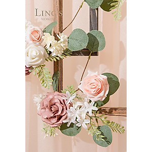 Ling's Moment Garden Dusty Rose Artificial Wedding Flowers Combo for Wedding Bouquets Centerpieces Flower Arrangements Bridal Shower Decorations