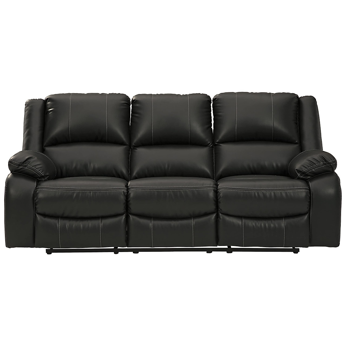 Signature Design by Ashley Calderwell Faux Leather Manual Pull-Tab Reclining Sofa, Black