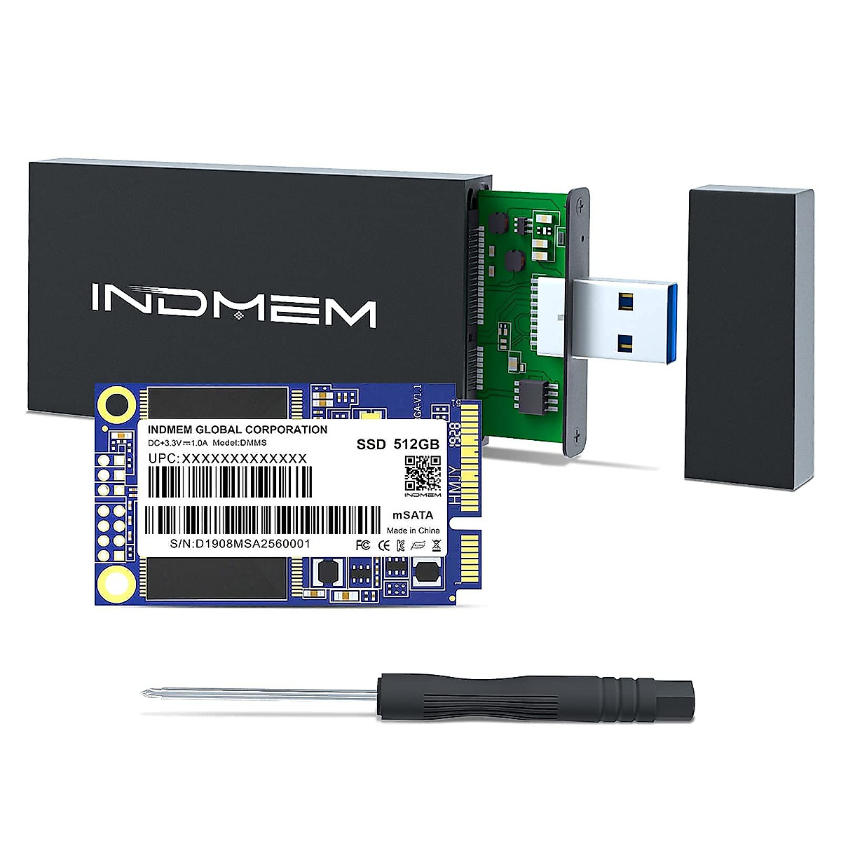 INDMEM mSATA to USB 3.0 Enclosure with 512GB mSATA SSD