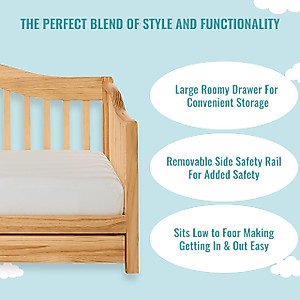 Dream On Me Toddler Day Bed in Natural, Greenguard Gold Certified, 54.5x29x28 Inch (Pack of 1)