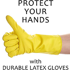 SteadMax 3 Pack Yellow Cleaning Dish Gloves, Professional Natural Rubber Latex Dishwashing Gloves, Reusable Kitchen Dishwasher Gloves Medium Size (3 Pairs) (Pack of 1)