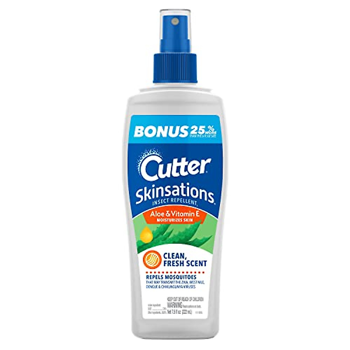 Cutter Skinsations Insect Repellent, Mosquito Repellent, Repels Mosquitos, Ticks, Gnats & Fleas, 7% DEET, 7.5 fl Ounce (Pump Spray)