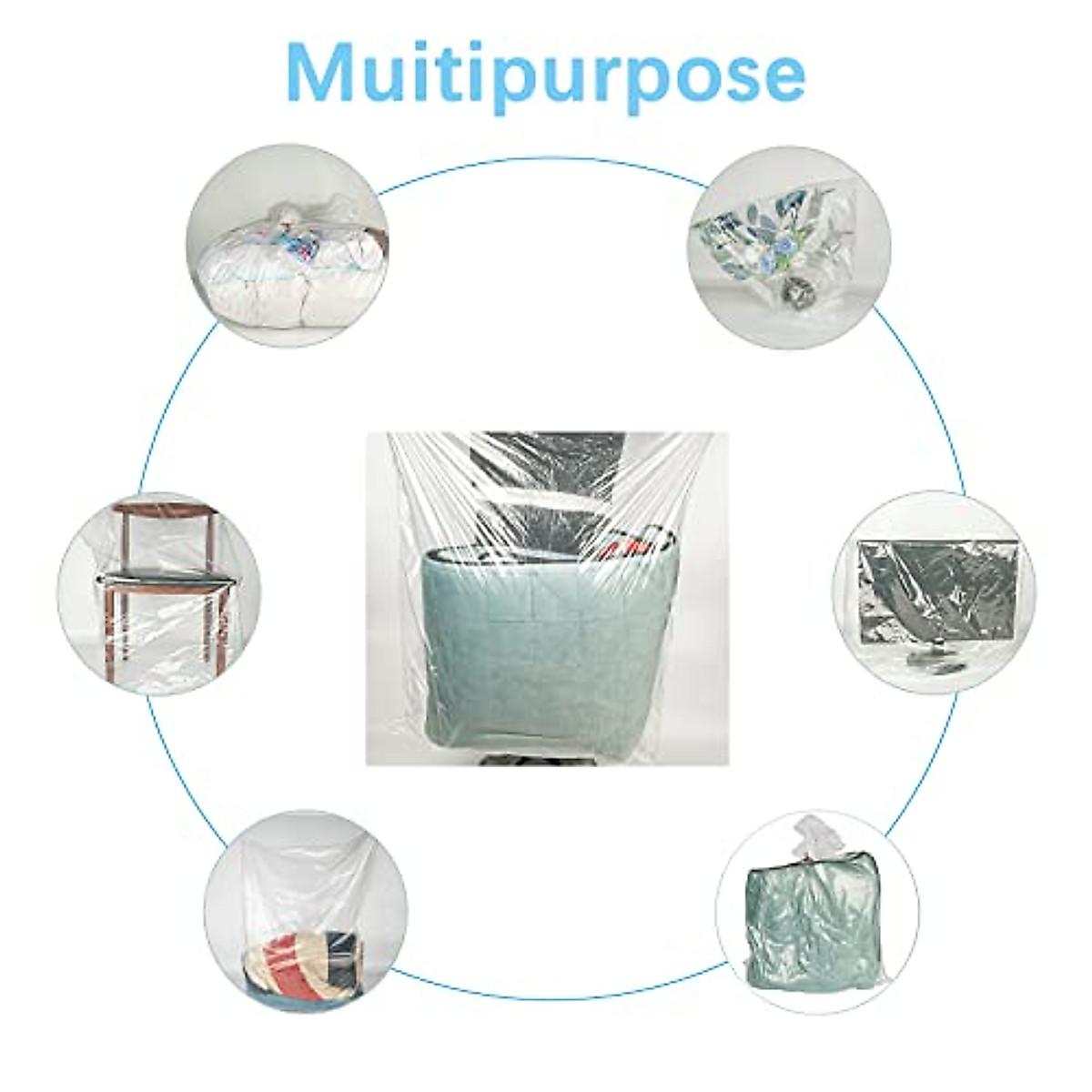 Overmonup 31x39 inches clear plastic storage bags perfect for dustproof, Moistureproof, blanket, quilt, pillow, chair, large plush toys and more （set of 10)