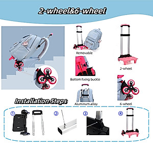 ZHANAO Rolling Backpack Luggage BookBag with Wheels Trolley Bag Wheeled Travel Backpack for Girls & Boys Trolley Bag