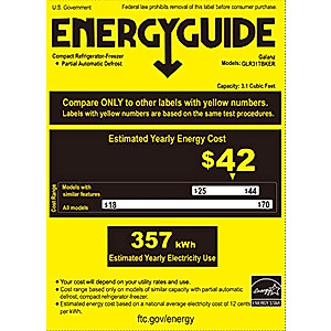 Galanz Retro Compact Mini Fridge with Freezer, 2-Door, Energy Efficient, Small Refrigerator for Dorm, Office, Bedroom, 3.1 cu ft, Black