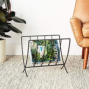 Spectrum Seville Magazine Rack (Black) - Standing Wire Storage for Desk, Office, Side Table, Bathroom, Files, Workspace, Books, Paper, & More