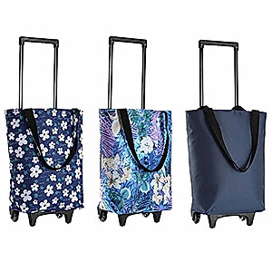 SDGH Shopping Bag with Wheels Handbag Straps Folding Utility Trolley Grocery Cart Handle for Women Travel Trip Vacations Camping (Color : E)