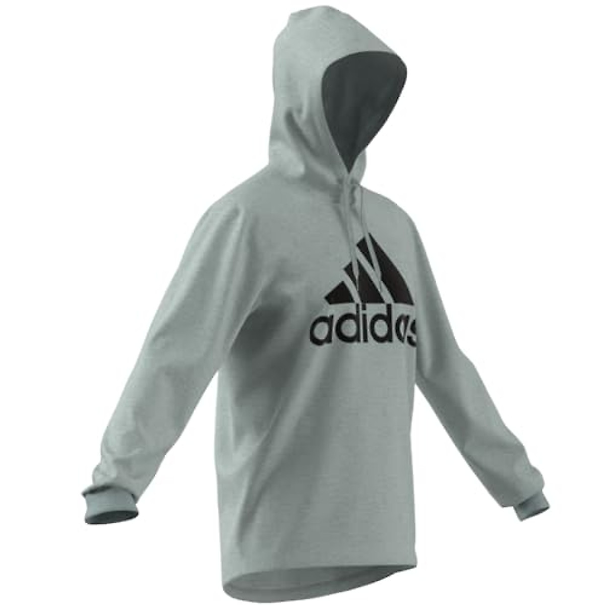 adidas Men's Essentials Logo Hoodie, Medium Grey Heather/Black, Large