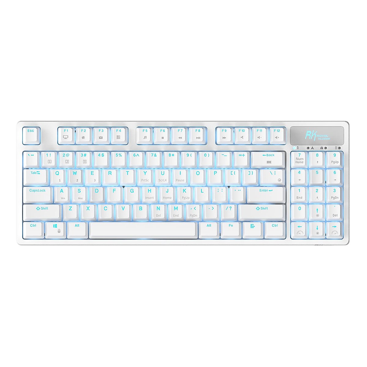 RK ROYAL KLUDGE RK89 85% Triple Mode BT5.0/2.4G/USB-C Hot Swappable Mechanical Keyboard, 89 Keys Compact Mechanical Keyboard with Detachable Frame & Software (Hot-Swappable Red Switch, White)