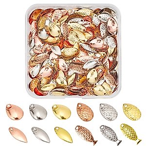 SUPERFINDINGS 300PCS 5 Styles Fishing Attractor Spinner Blades 3 Color Deep Cup Spinner Blades Spoons Rigs Fishing Spinner Blades Baits DIY Fishing Lures Accessories,5~8mmx11~13mm