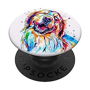 Golden retriever smiling watercolor PopSockets PopGrip: Swappable Grip for Phones & Tablets