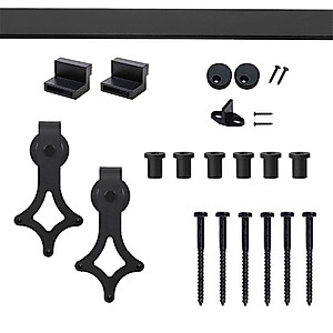 7.5FT Sliding Barn Door Hardware Kit Heavy Duty Sturdy Rustic Rhombus Shape Hanger Barn Door Track Set for Single 45" Wide Door Garage Closet