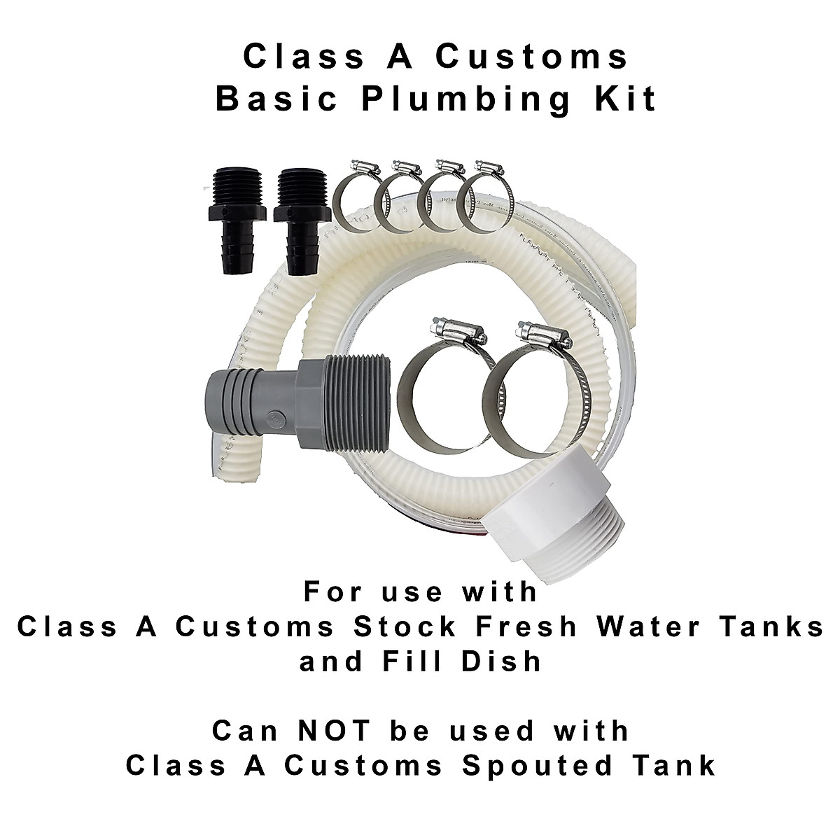 Class A Customs | Under Mount 20 Gallon RV Concession Fresh and Gray Water Holding Tank & Plumbing Kit UM-2000-BPK