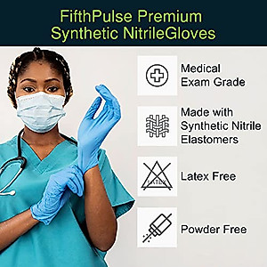 Blue Disposable Gloves Small 100 Count - Synthetic Nitrile Medical Exam Gloves - Latex Free, Powder Free - Surgical, Home, Cleaning, and Food Gloves - 3 Mil Thickness