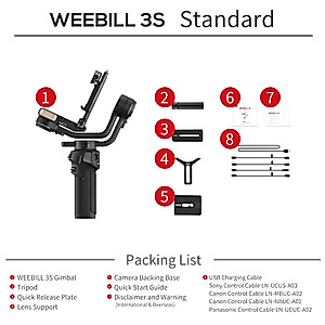 ZHIYUN Weebill 3S Gimbal Stabilizer for DSLR and Mirrorless Camera Canon/Nikon/Sony/Panasonic/Fujifilm,Fill Light,Native Vertical Shooting