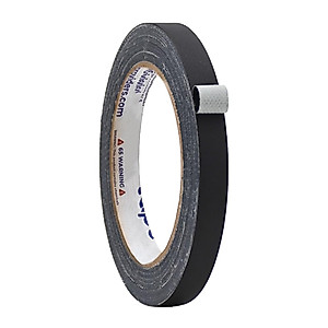 WOD GTC12 Gaffer Tape, Black Low Gloss Finish Film, 1/2 inch x 60 ft. Residue Free, Non Reflective Cloth Fabric, Secure Cords, Water Resistant, Photography, Filming Backdrop, Production