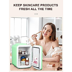 Reemix Mini Fridge, 3.7 Liter/6 Can Portable Cooler and Warmer Personal Refrigerator for Skin Care, Cosmetics, Beverage, Food,Great for Bedroom, Office, Car, Freon-Free (Green)